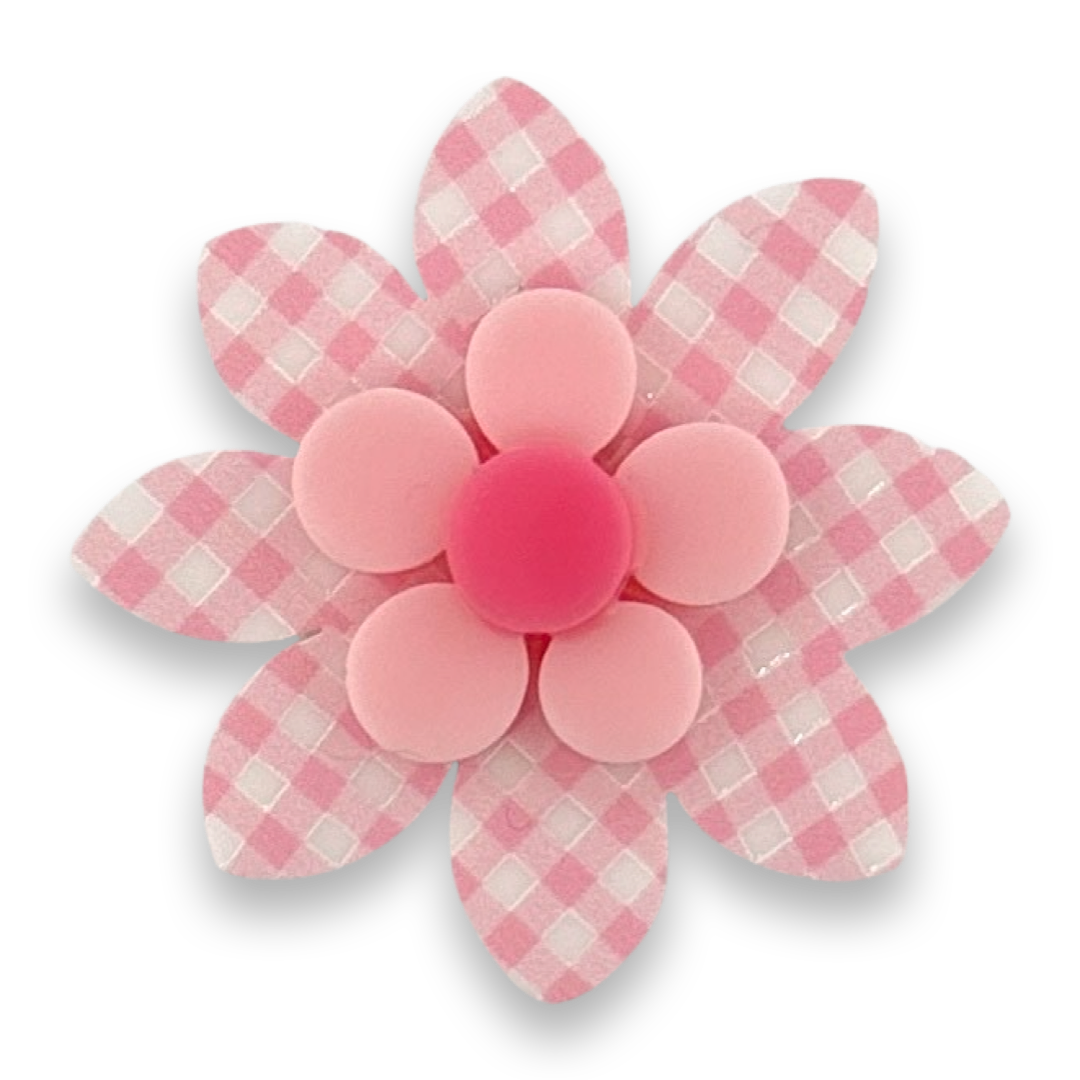 Pink gingham flower 🌸 - brooch - Set of 4 – Wintersheart